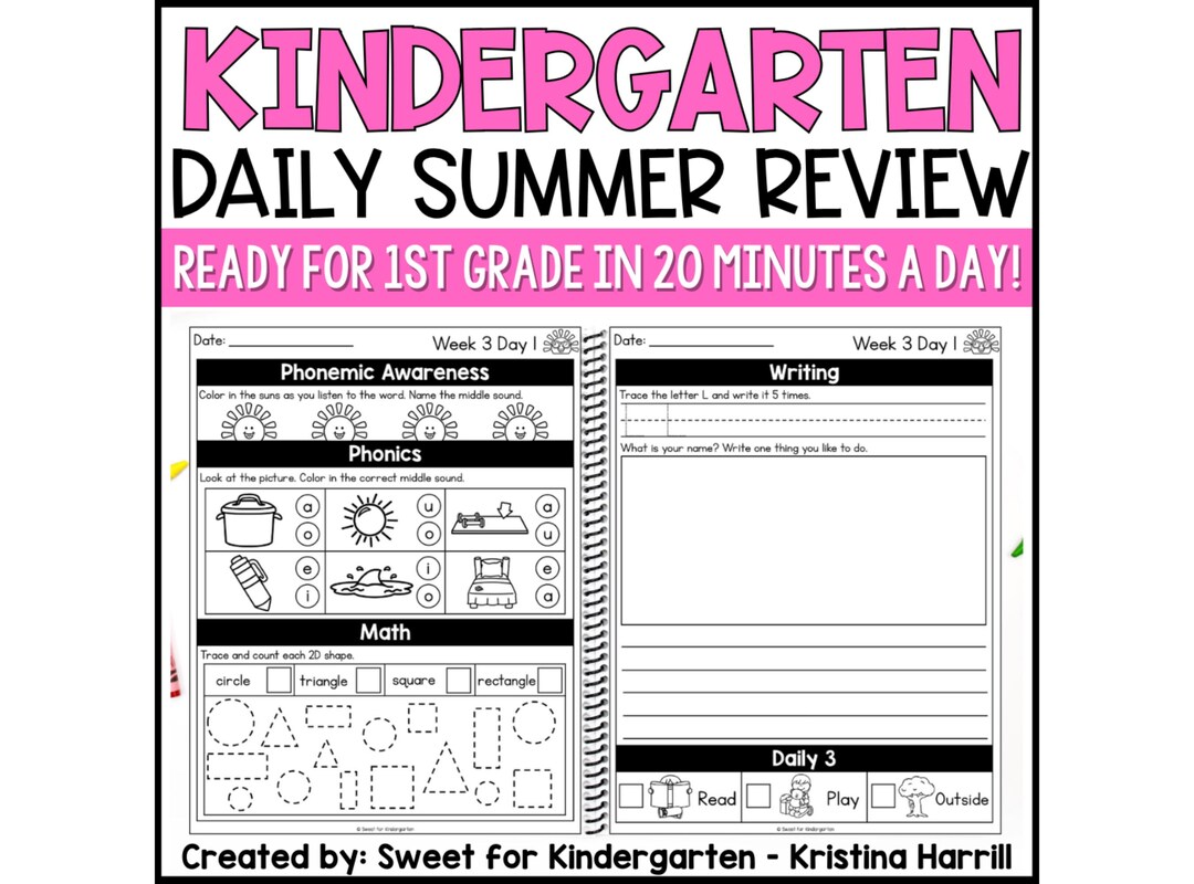 Kindergarten to 1st Grade Summer Learning Review Packet: Daily Practice ...