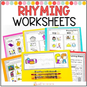 Rhyming Worksheets for Pre-k or Kindergarten | No Prep Phonics Rhyming ...