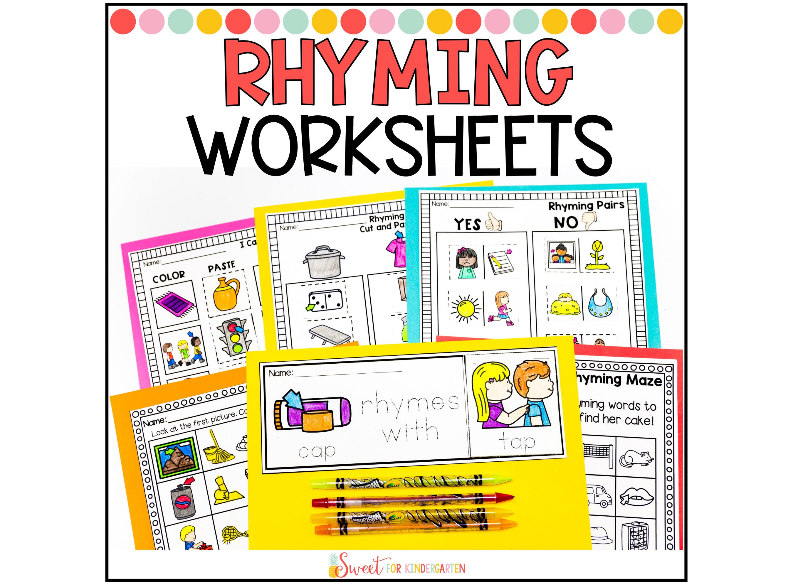 Rhyming Worksheets for Pre-k or Kindergarten | No Prep Phonics Rhyming ...