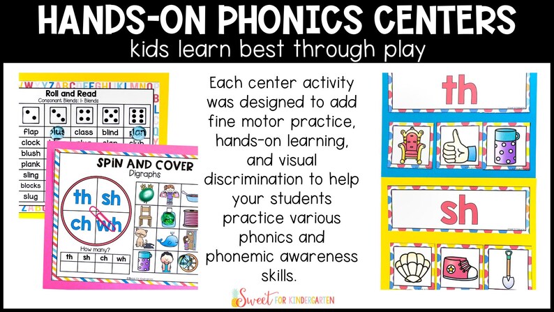 Consonant Blends and Digraphs Hands-on Phonics Centers | Engaging ...