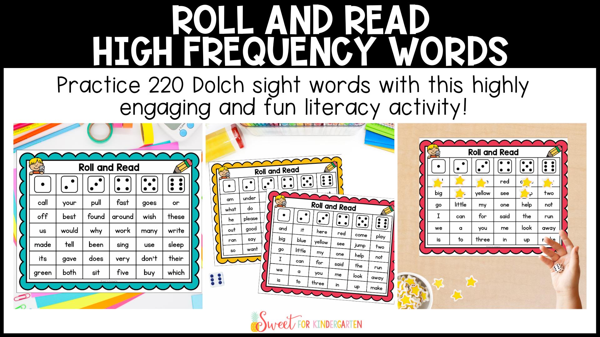 Sight Words Roll and Read Game | High Frequency Words Activity for K-3 ...