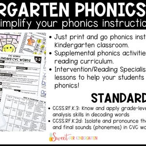 CVC Words Phonics Unit for Kindergarten | Learn to Read With Blending ...