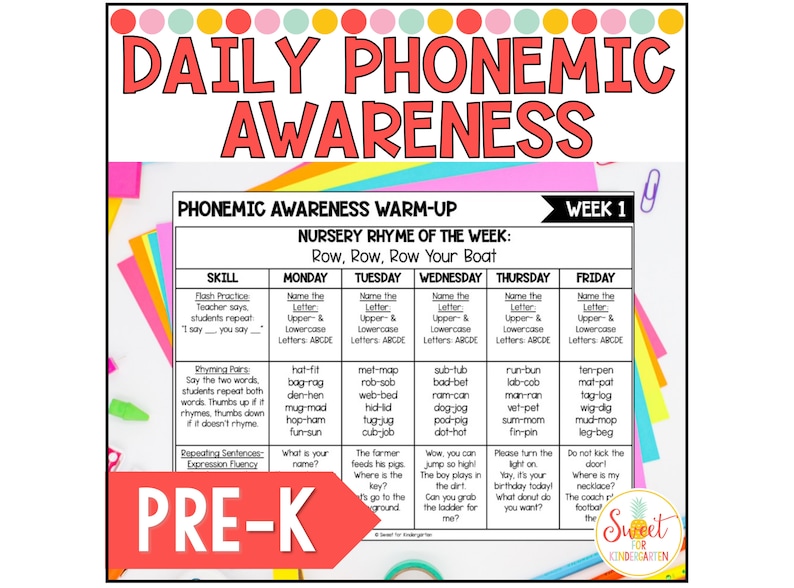 Pre-k Phonemic Awareness Daily Lessons for the Year | Science of ...