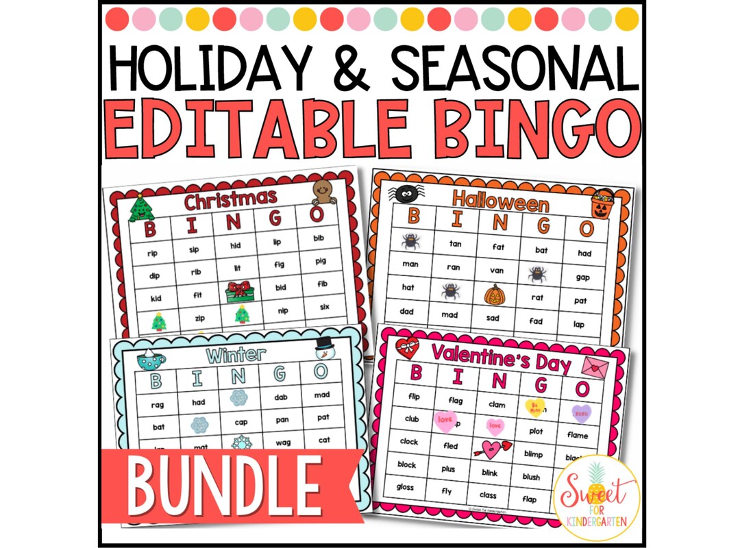 Editable Holiday Bingo Game Bundle: Homeschool Activity (digital ...