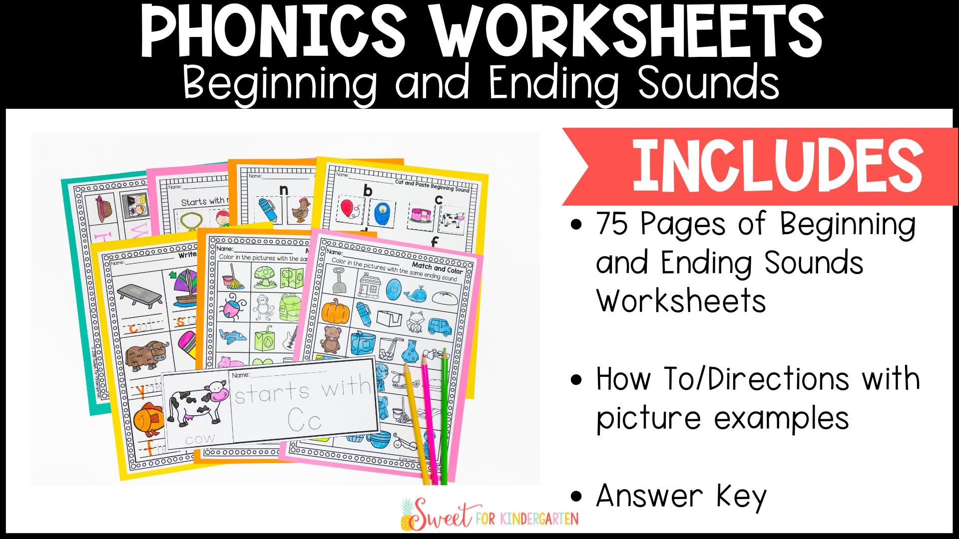 Beginning & Ending Sounds Phonics Unit Kindergarten | Learn to Read ...