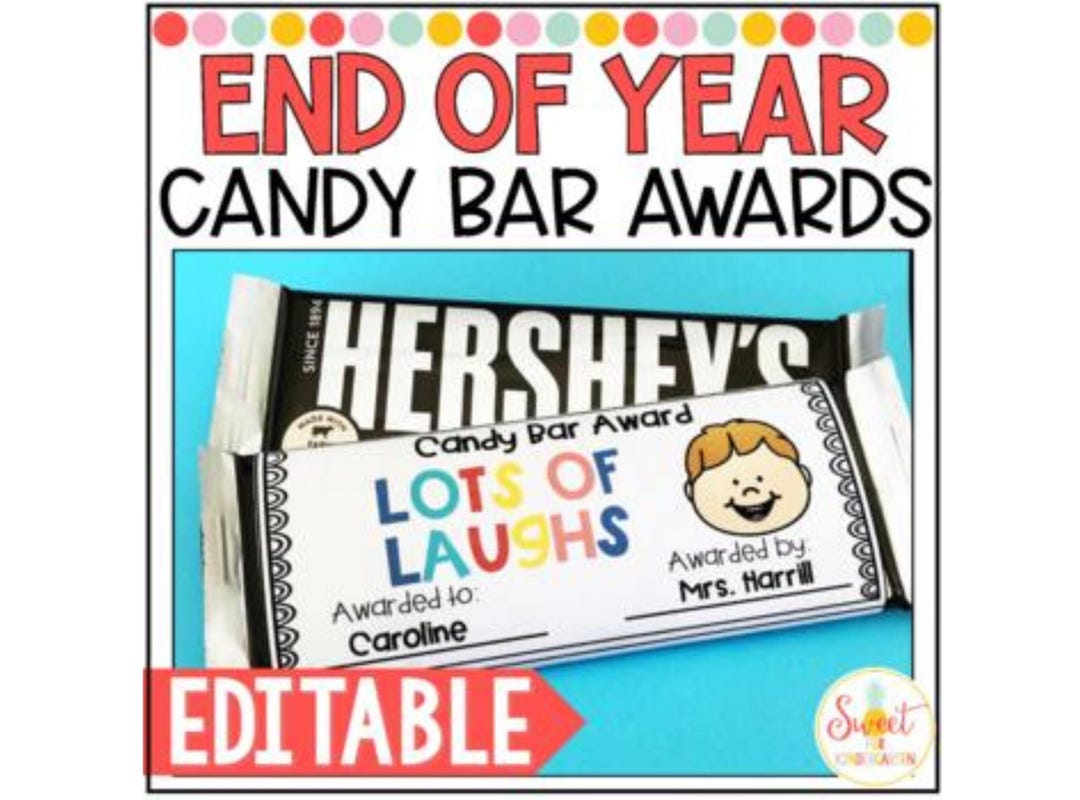 Editable Candy Bar Award Certificates: End of Year Student Gift (PDF ...