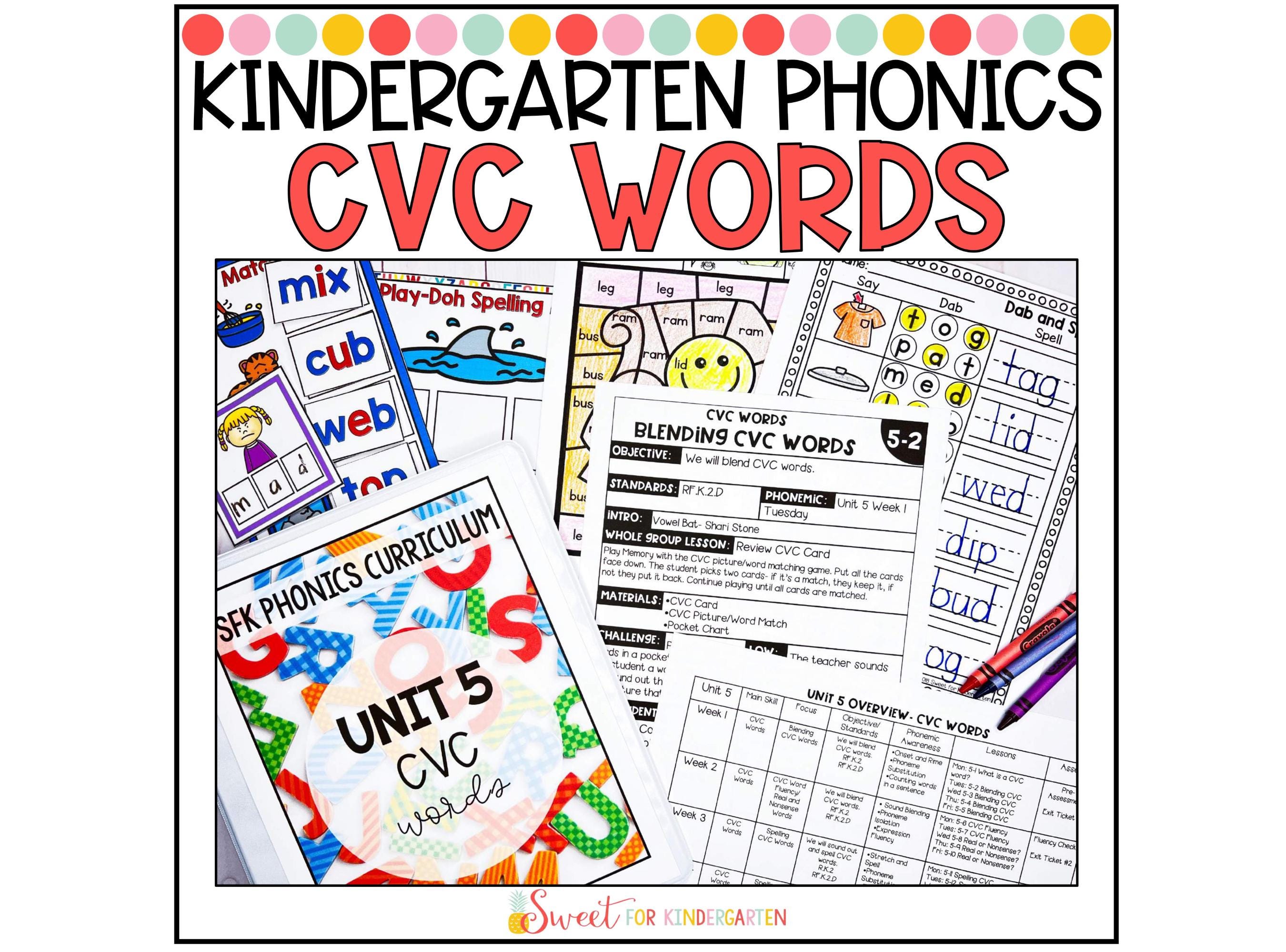 CVC Words Phonics Unit for Kindergarten | Learn to Read With Blending ...