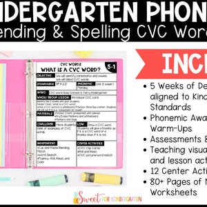 CVC Words Phonics Unit: Kindergarten Reading, Spelling & Games (PDF) - Etsy