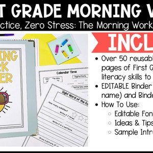 First Grade Morning Work Binder: Reusable Homeschool Activities - Etsy
