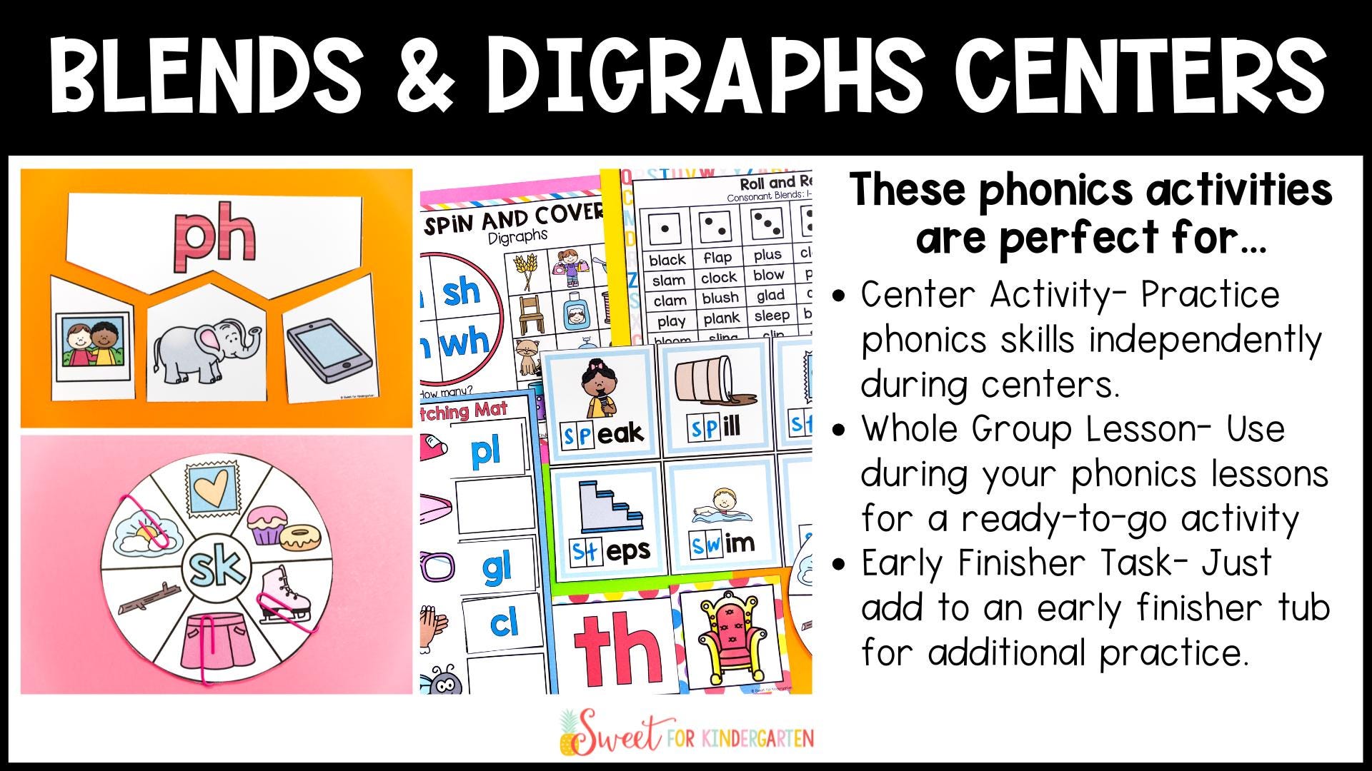 Consonant Blends and Digraphs Hands-on Phonics Centers | Engaging ...
