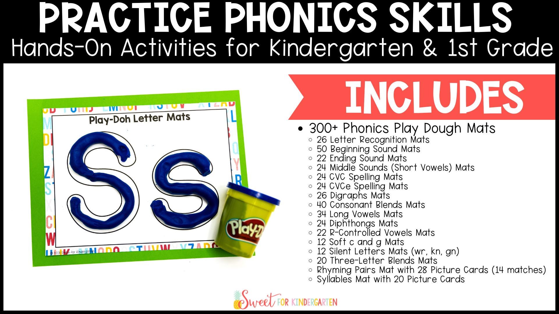 Phonics Play Dough Mats for Kindergarten, 1st Grade & Homeschool ...