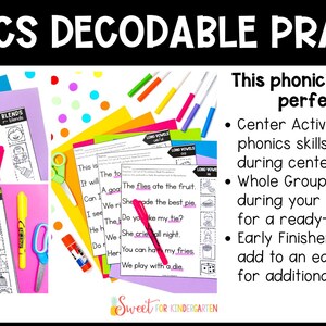 Phonics Decodable Cut and Paste Worksheets: CVC Words, Blends, Long ...