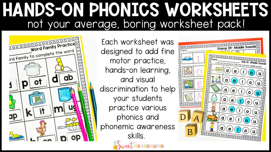 Short Vowel Worksheets for Kindergarten | No Prep Phonics Practice ...