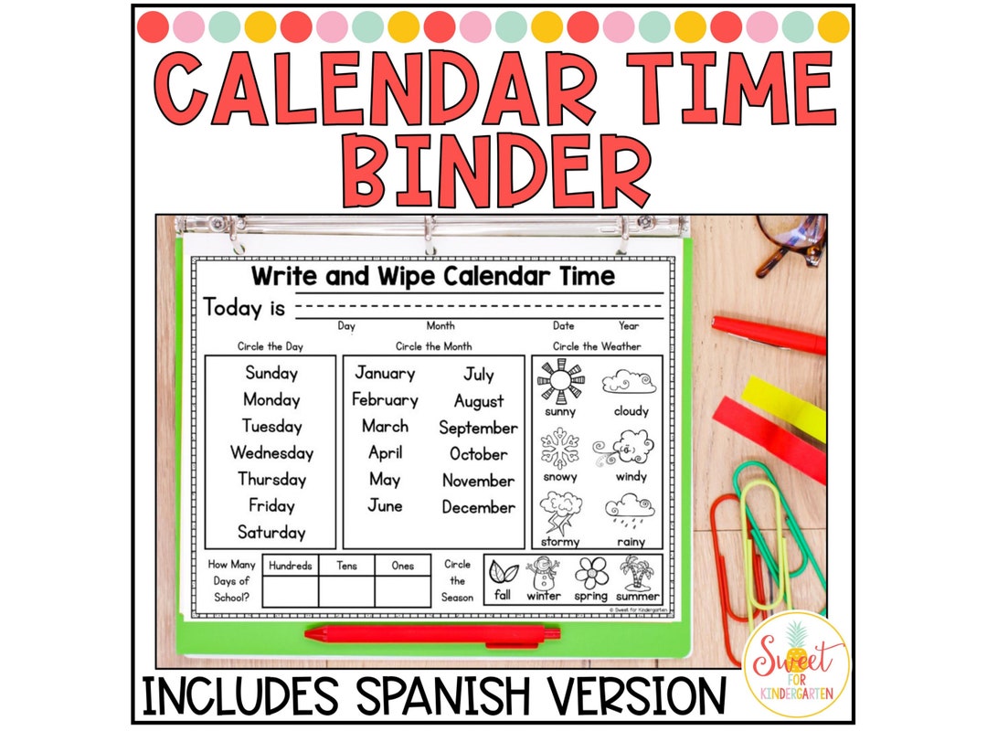 Interactive Calendar Time Reusable Binder | Homeschool Daily Calendar ...