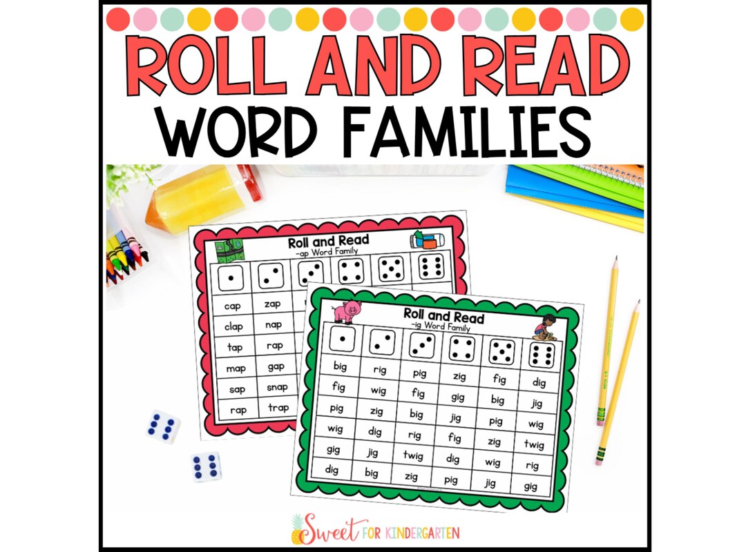 Short Vowels Word Families Roll and Read Game | CVC Words Activity for ...