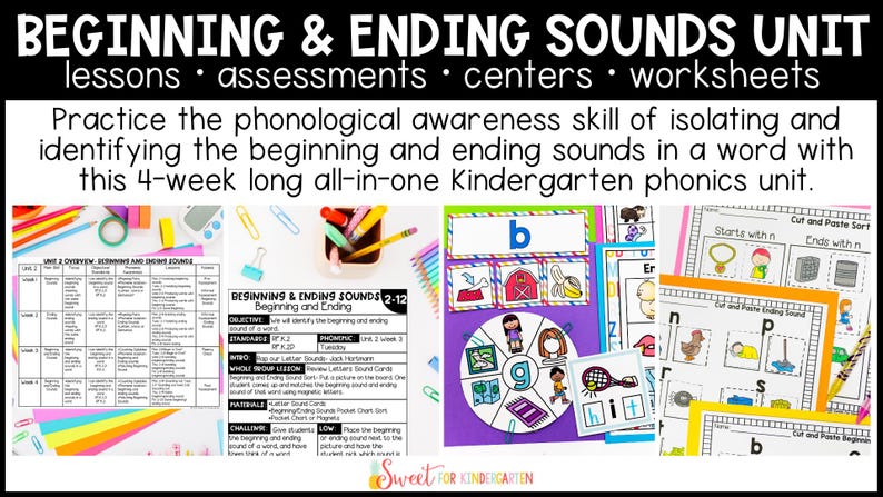Beginning & Ending Sounds Phonics Unit Kindergarten | Learn to Read ...
