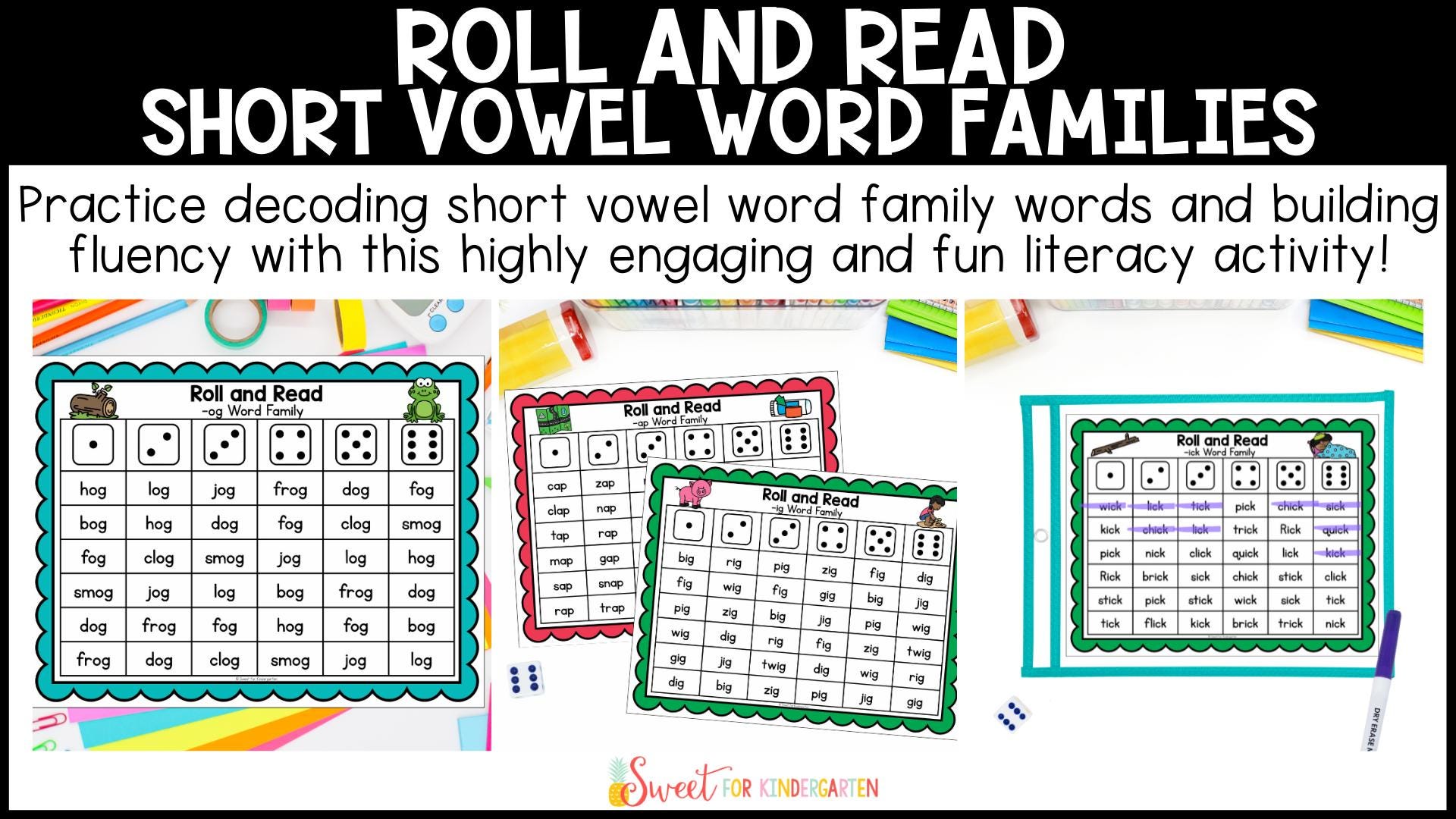 CVC Words Roll and Read Game: Short Vowel Phonics (digital Download) - Etsy