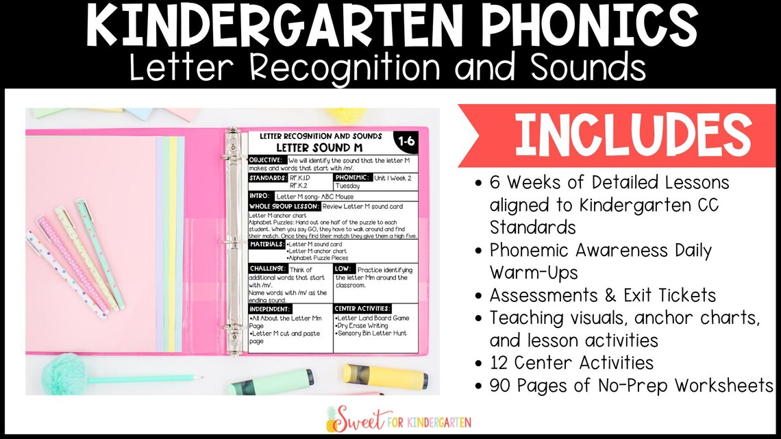 Kindergarten Phonics Unit: Letter Sounds & Recognition (PDF) - Etsy