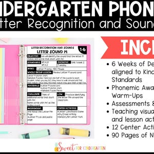 Kindergarten Phonics Unit: Letter Sounds & Recognition (PDF) - Etsy