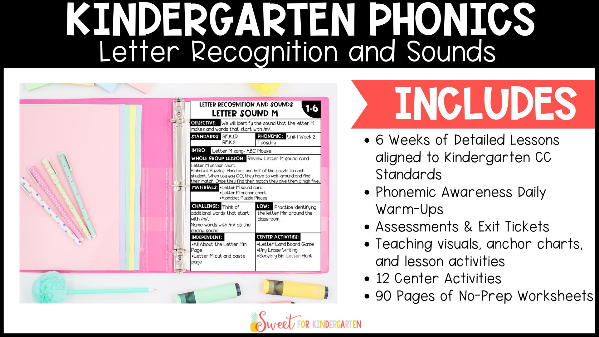 Kindergarten Phonics Unit: Letter Sounds & Recognition (PDF) - Etsy
