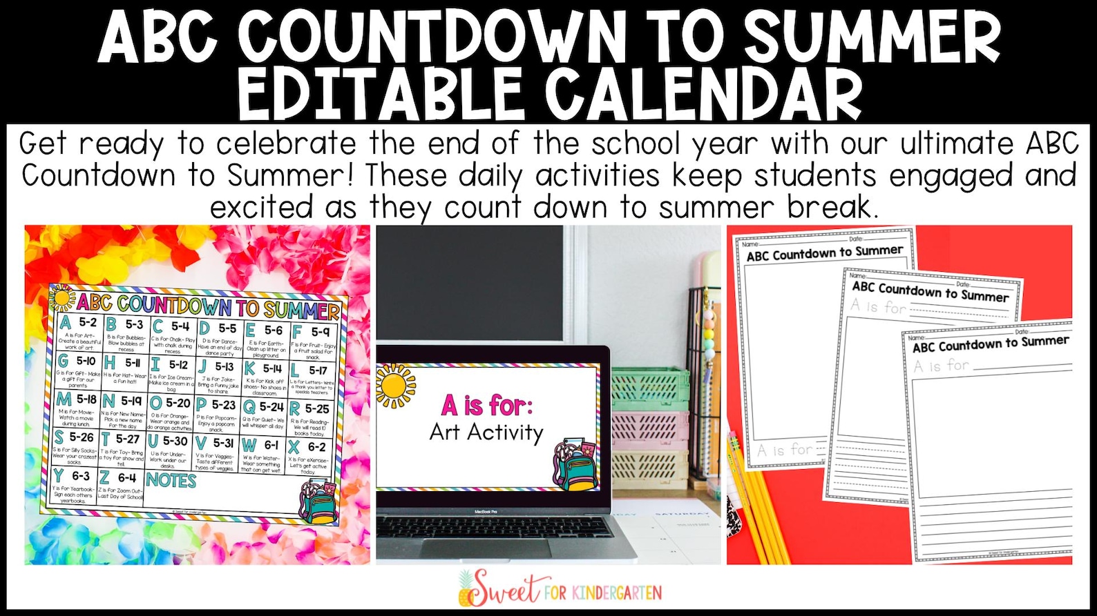 Editable ABC Countdown to Summer Calendar | Fun End-of-year Activities ...