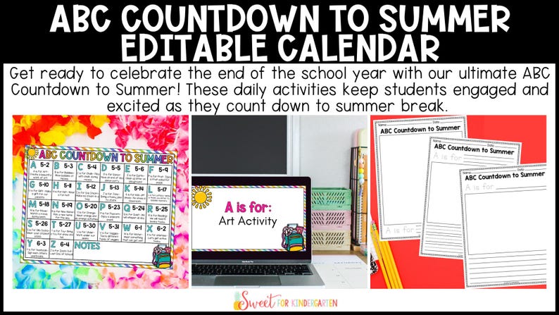 Editable ABC Countdown to Summer Calendar | Fun End-of-year Activities ...