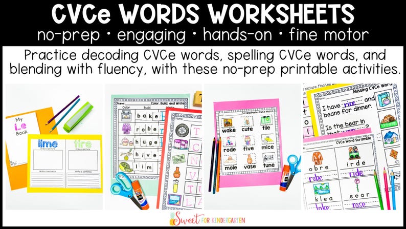 Cvce Words Phonics Worksheets: Long Vowel Silent E Activities (PDF ...