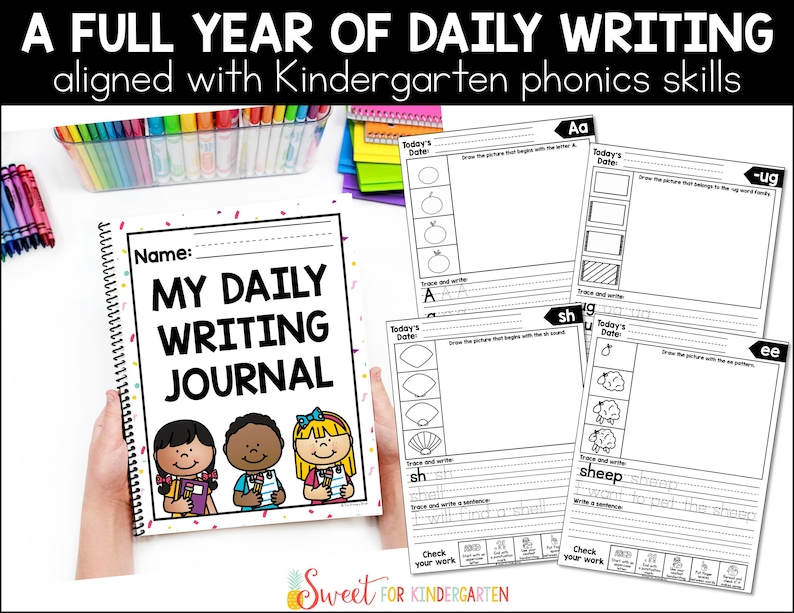 Kindergarten Daily Writing Journals: Handwriting, Sentence Writing ...