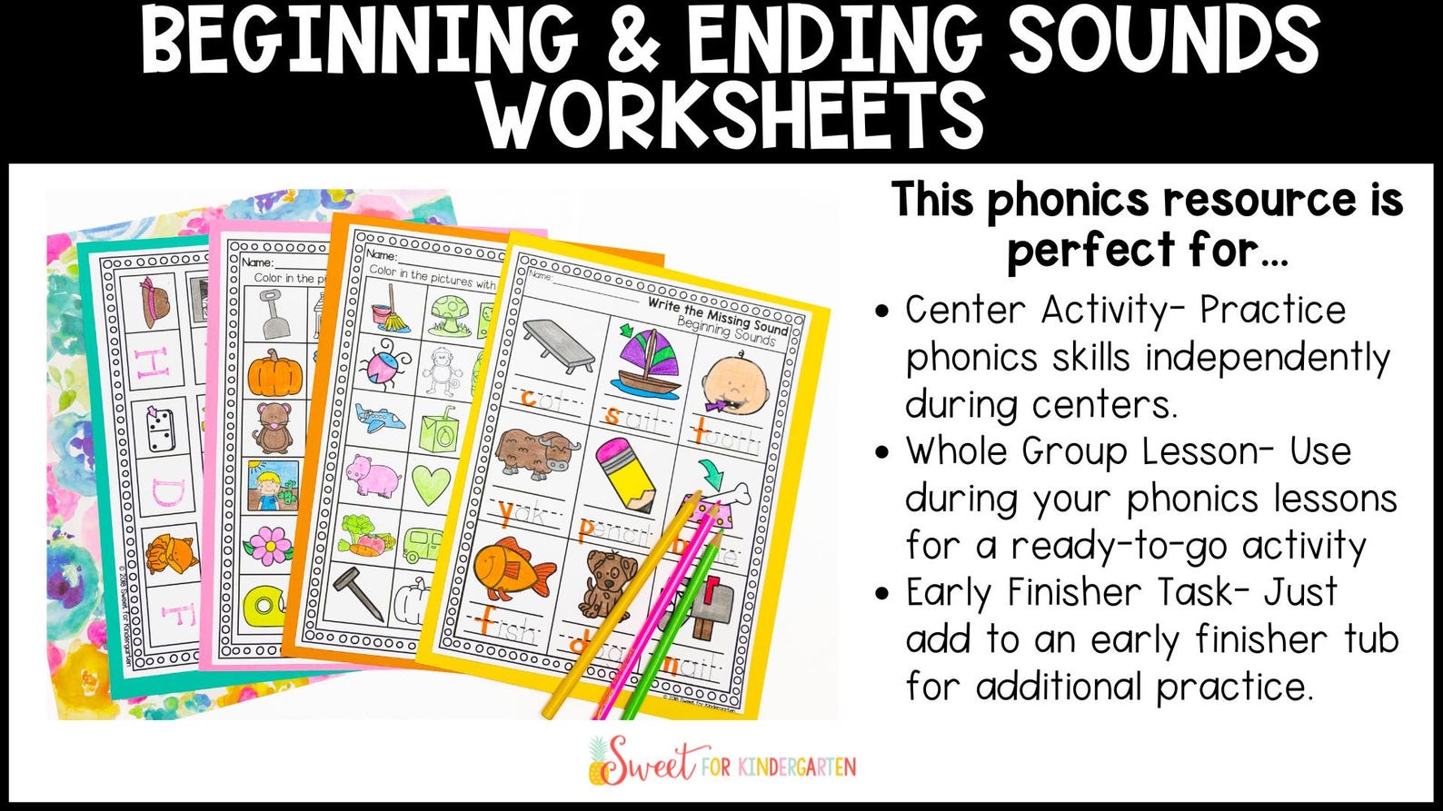 Beginning and Ending Sounds Worksheets for Pre-k or Kindergarten | No ...