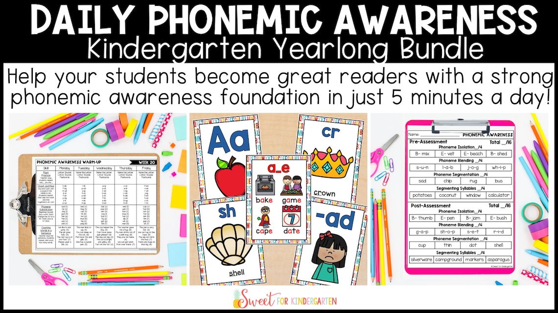Kindergarten Phonemic Awareness Daily Lessons: Homeschool Phonics ...