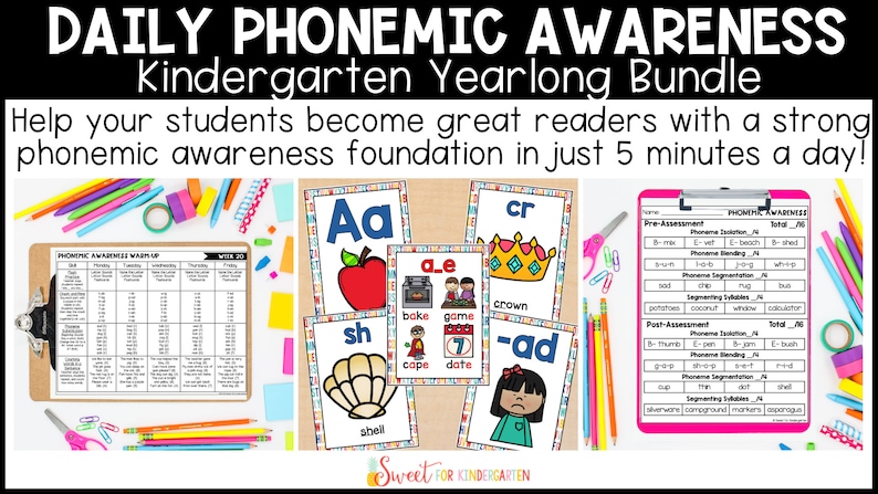 Kindergarten Phonemic Awareness Daily Lessons for the Year | Science of ...