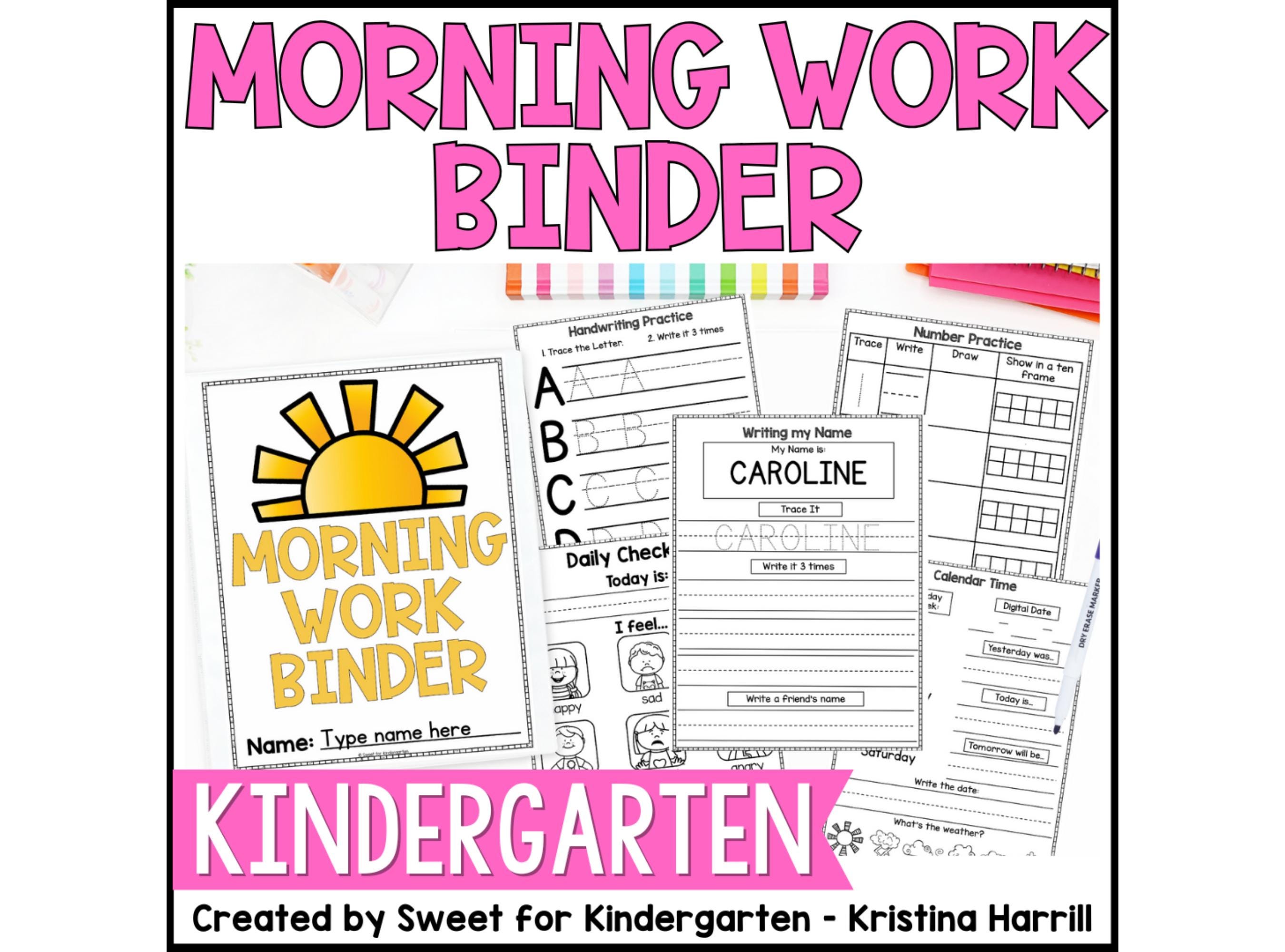 Kindergarten Morning Work Binder: Reusable Learning Activities (digital ...