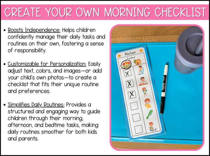 Editable Toddler Visual Checklist Canva Template Preschool Getting ...