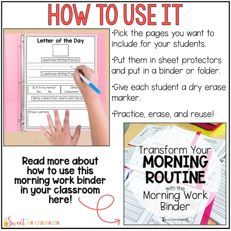 Kindergarten Morning Work Binder Activities Reusable Morning Work ...