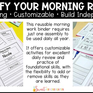 Kindergarten Morning Work Binder: Reusable Learning Activities (digital ...