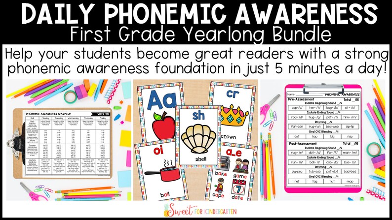 First Grade Phonemic Awareness Lessons: Daily Activities (digital) - Etsy