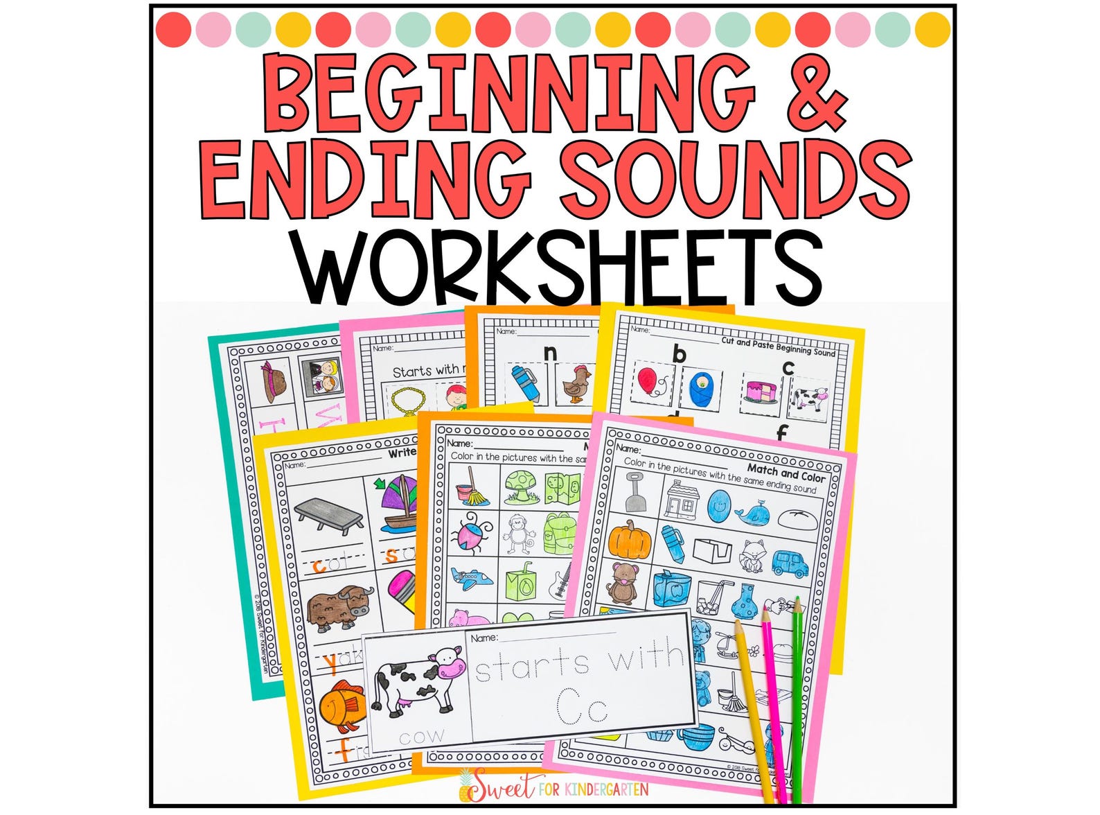 Beginning and Ending Sounds Worksheets for Pre-k or Kindergarten | No ...