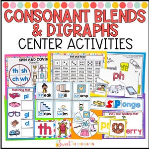 Consonant Blends and Digraphs Hands-on Phonics Centers | Engaging ...
