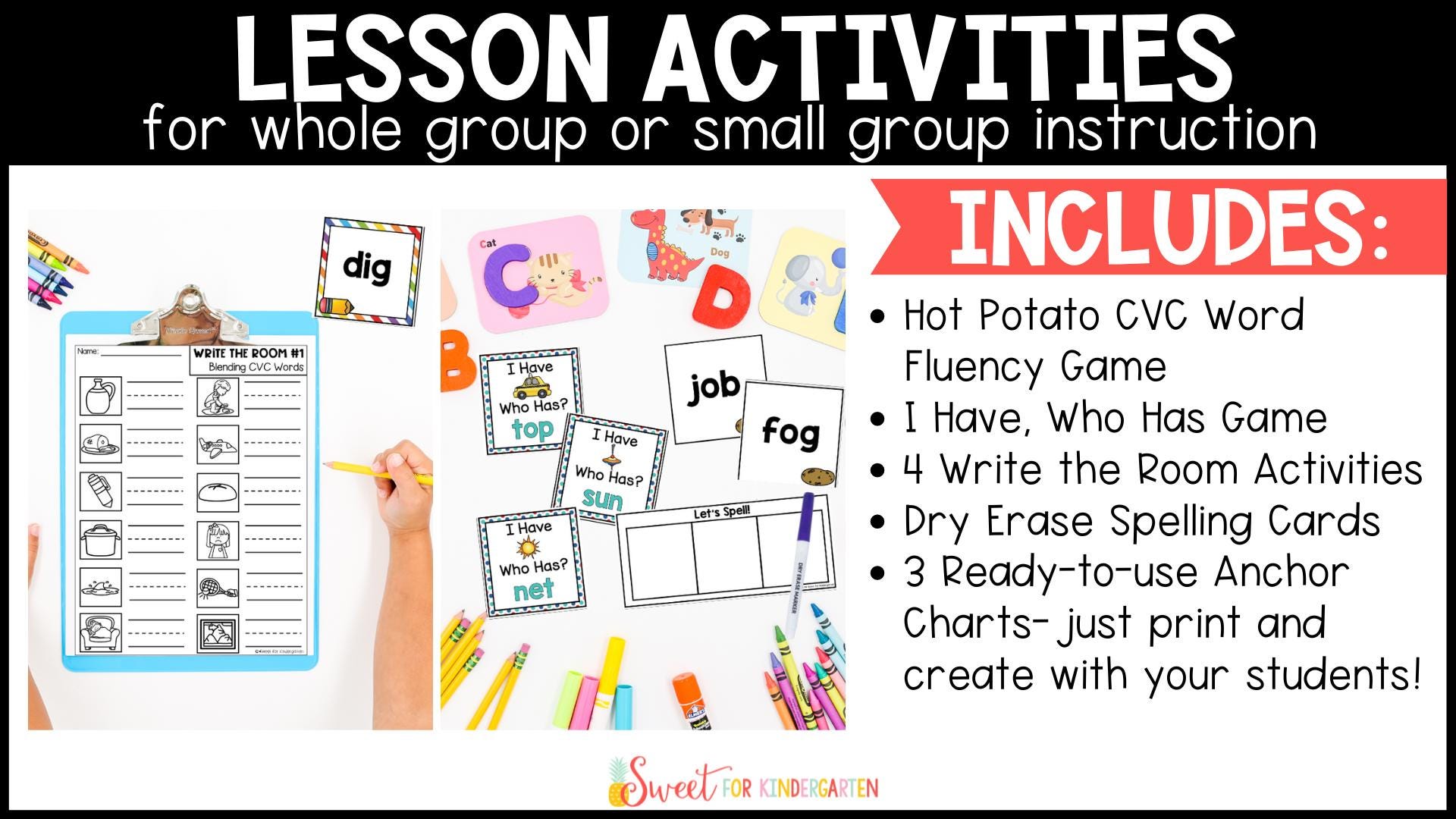 CVC Words Phonics Unit for Kindergarten | Learn to Read With Blending ...