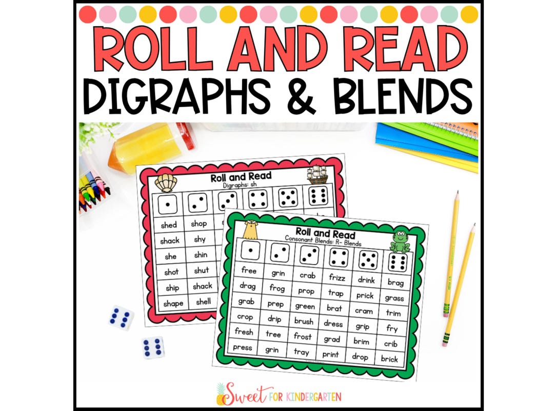 Consonant Blends and Digraphs Roll and Read Game | Phonics Activity for ...