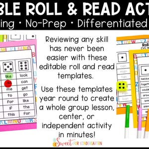 Editable Roll and Read Activity Game Template | Customizable Word List ...