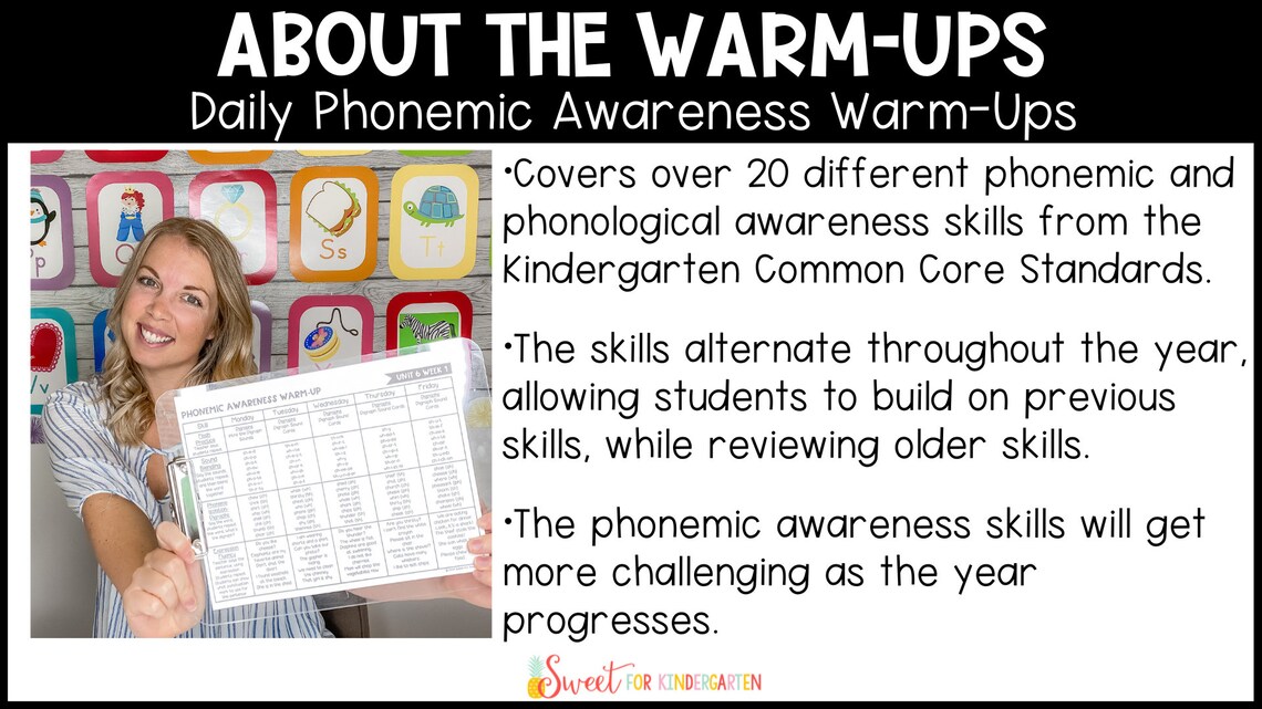 Kindergarten Phonemic Awareness Daily Lessons: Literacy Activities ...