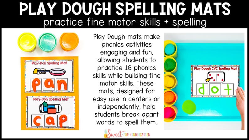 Phonics Play Dough Mats for Kindergarten, 1st Grade & Homeschool ...