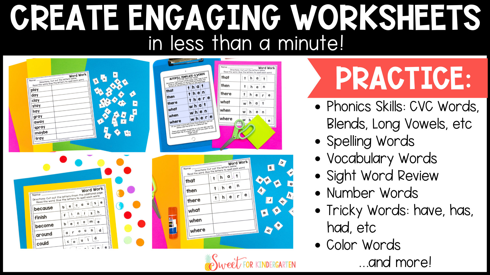 Editable Phonics Worksheets | Custom Word Work & Sight Words Practice ...