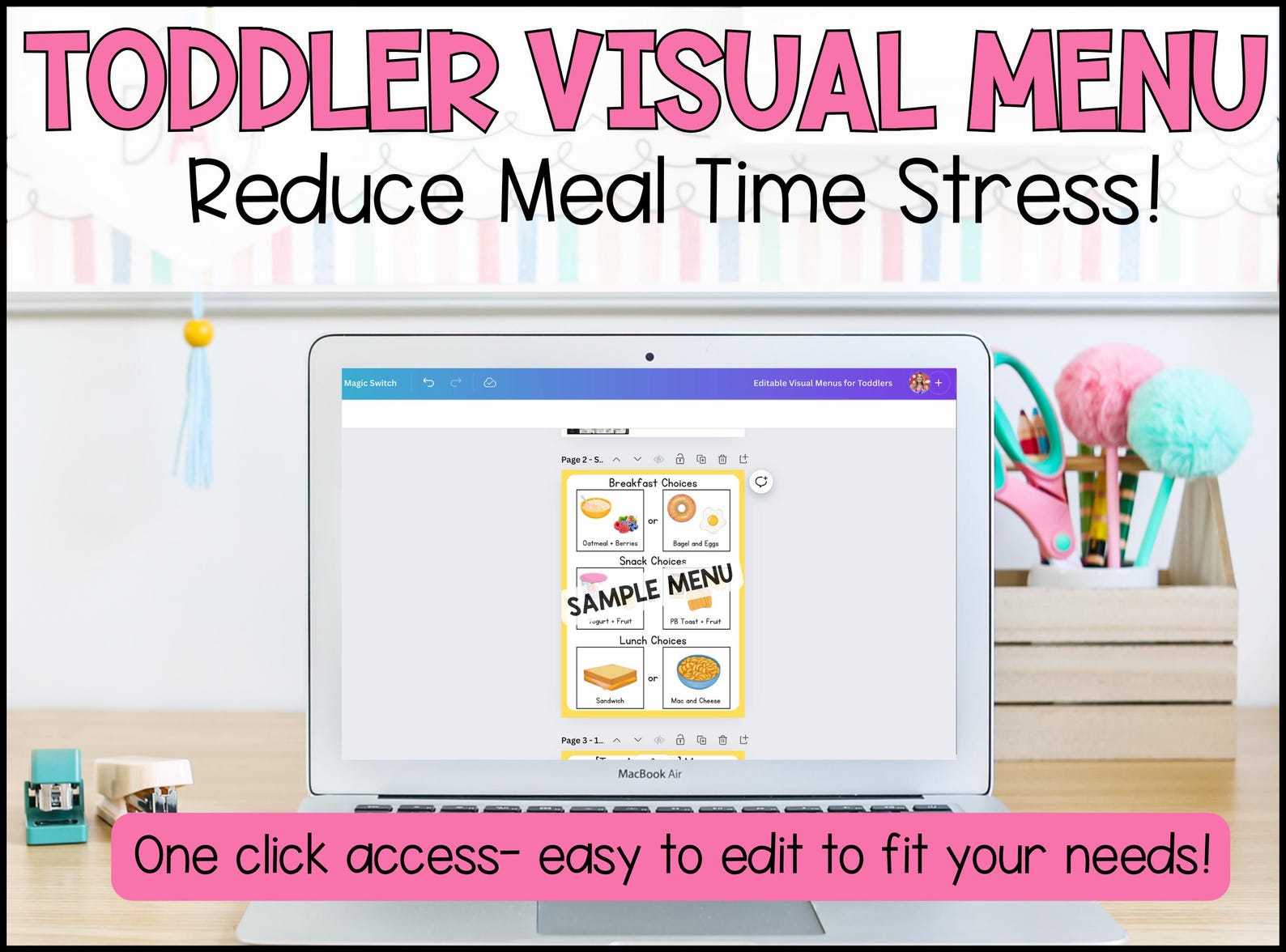 Toddler Visual Menu Template: Customizable Meal Planner (canva) - Etsy