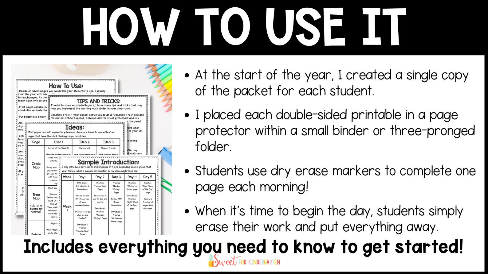 Kindergarten Morning Work Binder Reusable Homeschool Activities Daily ...