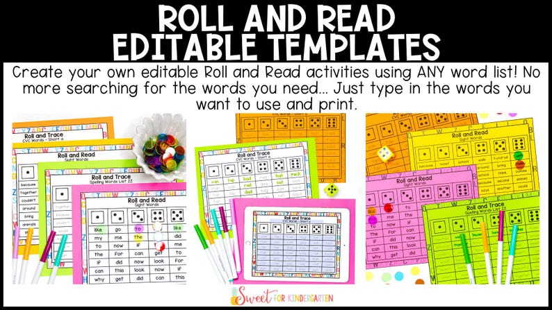 Editable Roll and Read Activity Game Template | Customizable Word List ...
