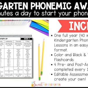 Kindergarten Phonemic Awareness Daily Lessons: Literacy Activities - Etsy