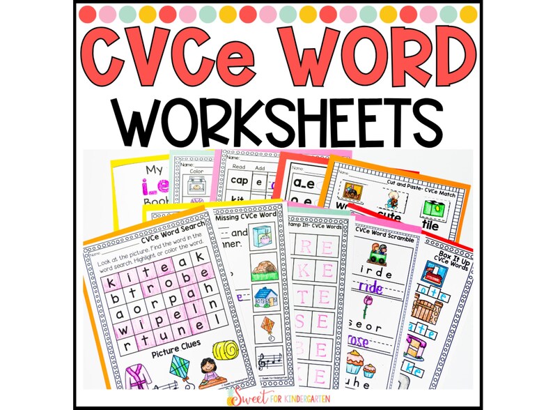 Cvce Words Phonics Worksheets: Long Vowel Silent E Activities (PDF ...