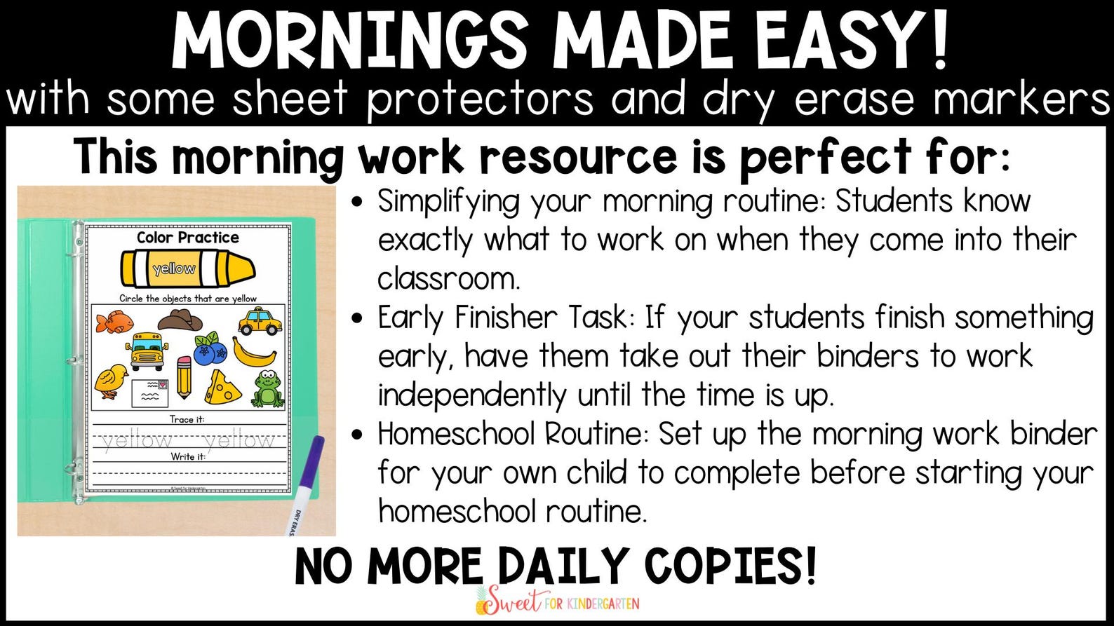 Pre-k Morning Work Binder: Practice Handwriting, Alphabet, Numbers ...